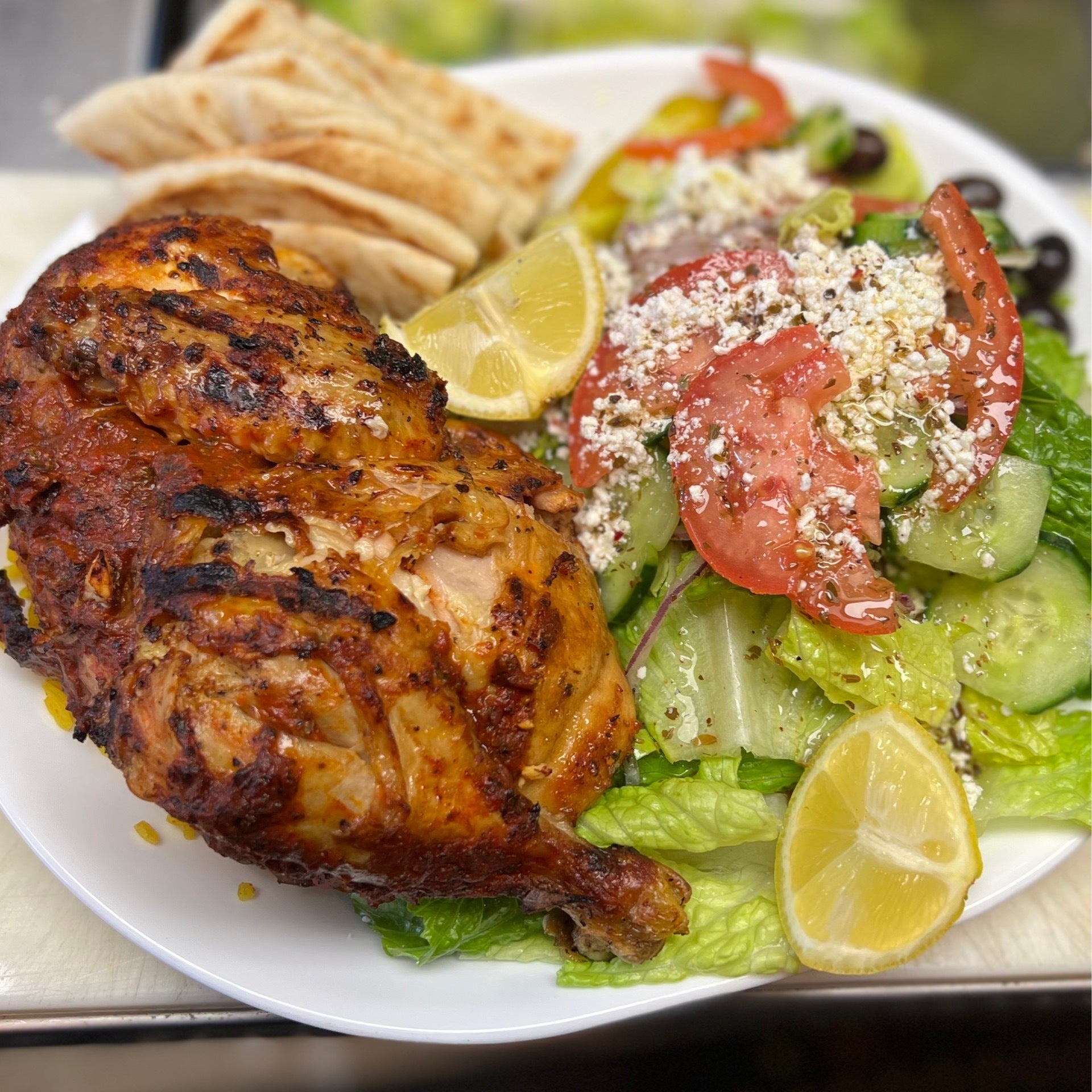 Greek Roasted Chicken Plate | Greek Corner Cafe